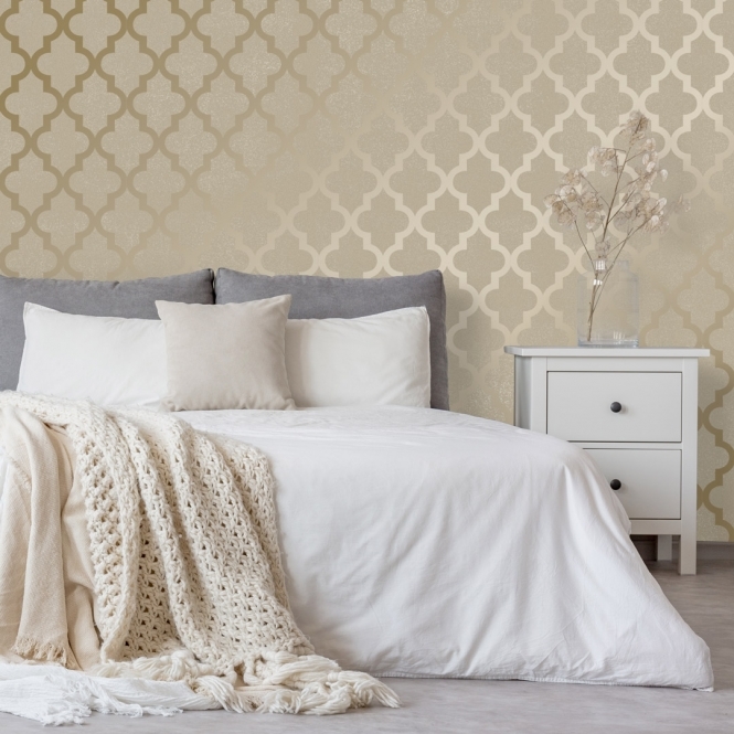Gold, Champagne Trellis Wallpaper | Chronos Stores